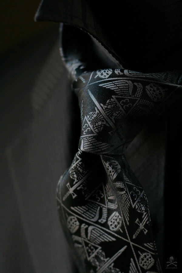 33° Scottish Rite Masonic Tie | Silver on Black - FraternalTies